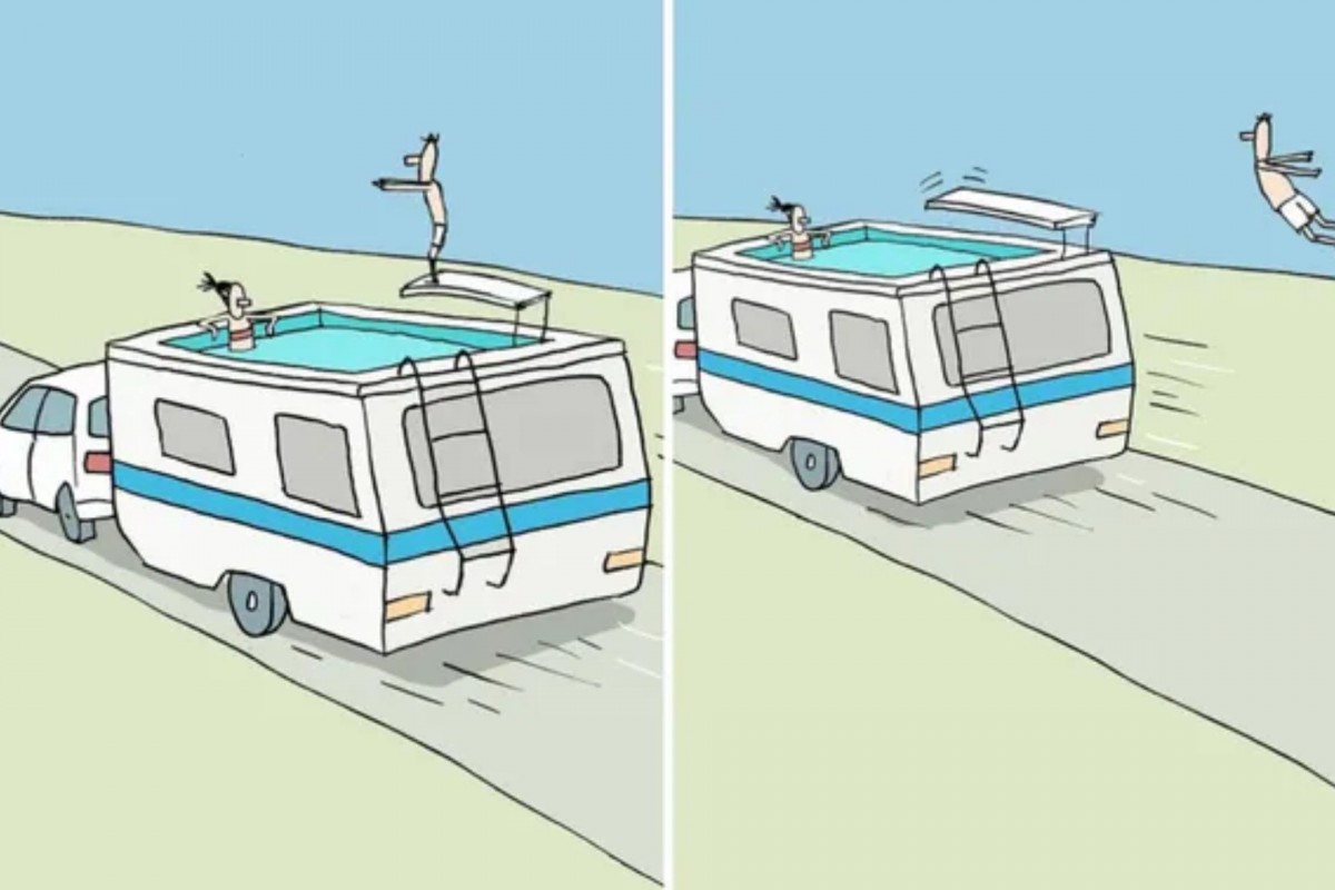 Resol l’enigma viral: caurà l’home a la piscina o a la carretera ...